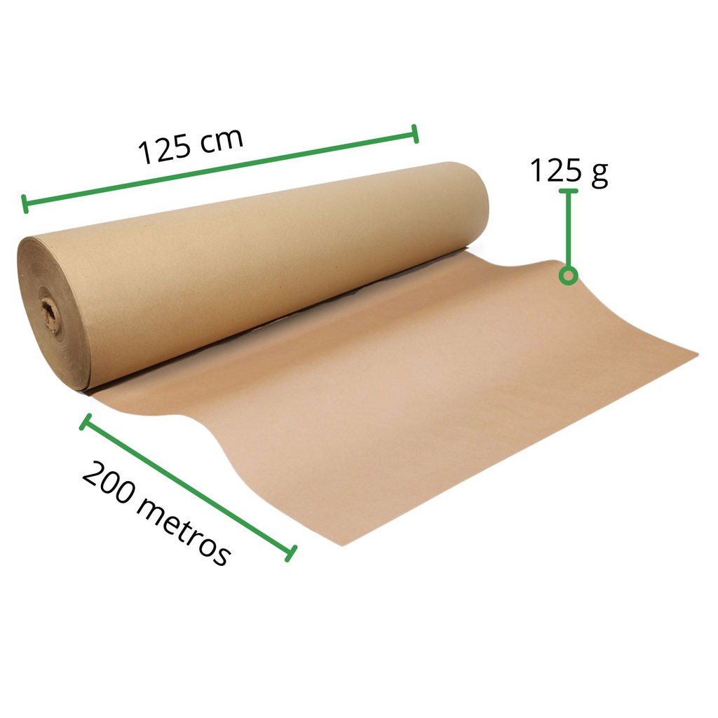 Papel Kraft rollo 125 cm de ancho x 200 metros de largo x Cal 125 g ...