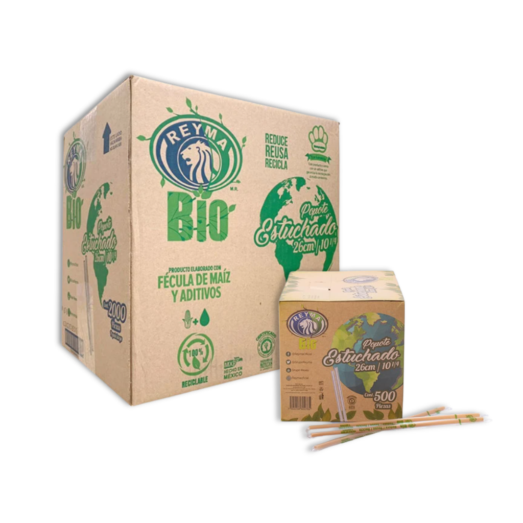 [POCES26BIO CAJA-R1M3S0] POPOTE BIODEGRADABLE CAJA ESTUCHADO 26 CM 4 ...
